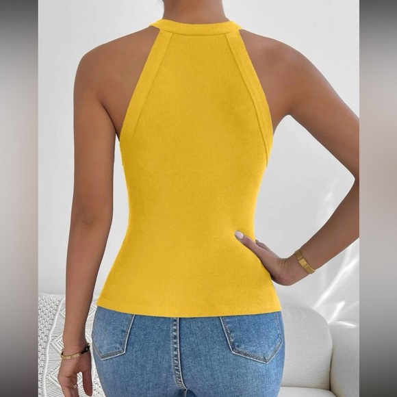 Tops | Luxe Button Detail Cutout Halter Top | Poshmark
